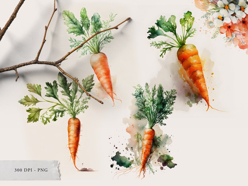 Watercolor Carrots Clipart - Carrot Graphics - Digital Download ...