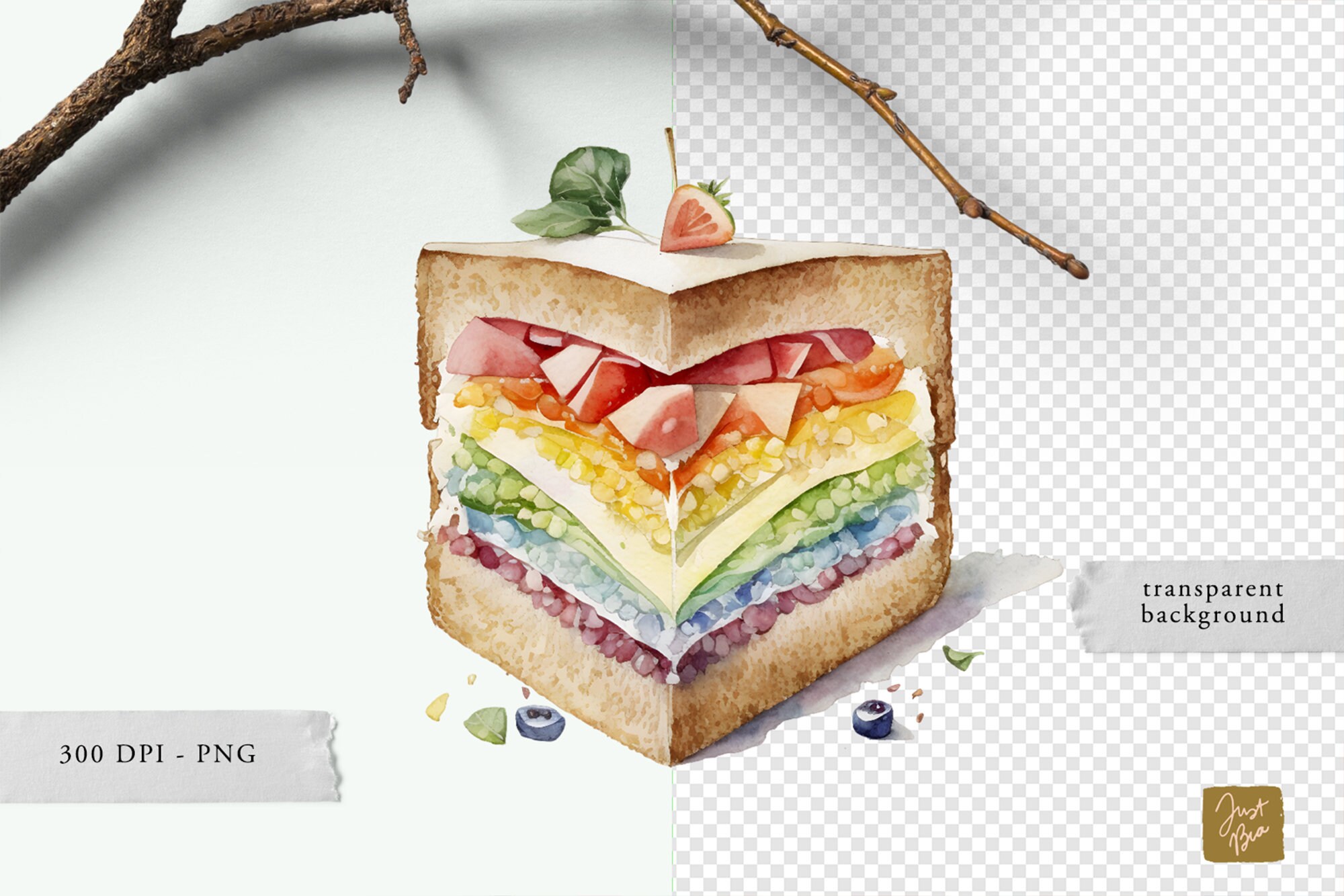 Sandwich Clipart, Watercolor Sandwich, Food Clipart, Clipart Bundle ...