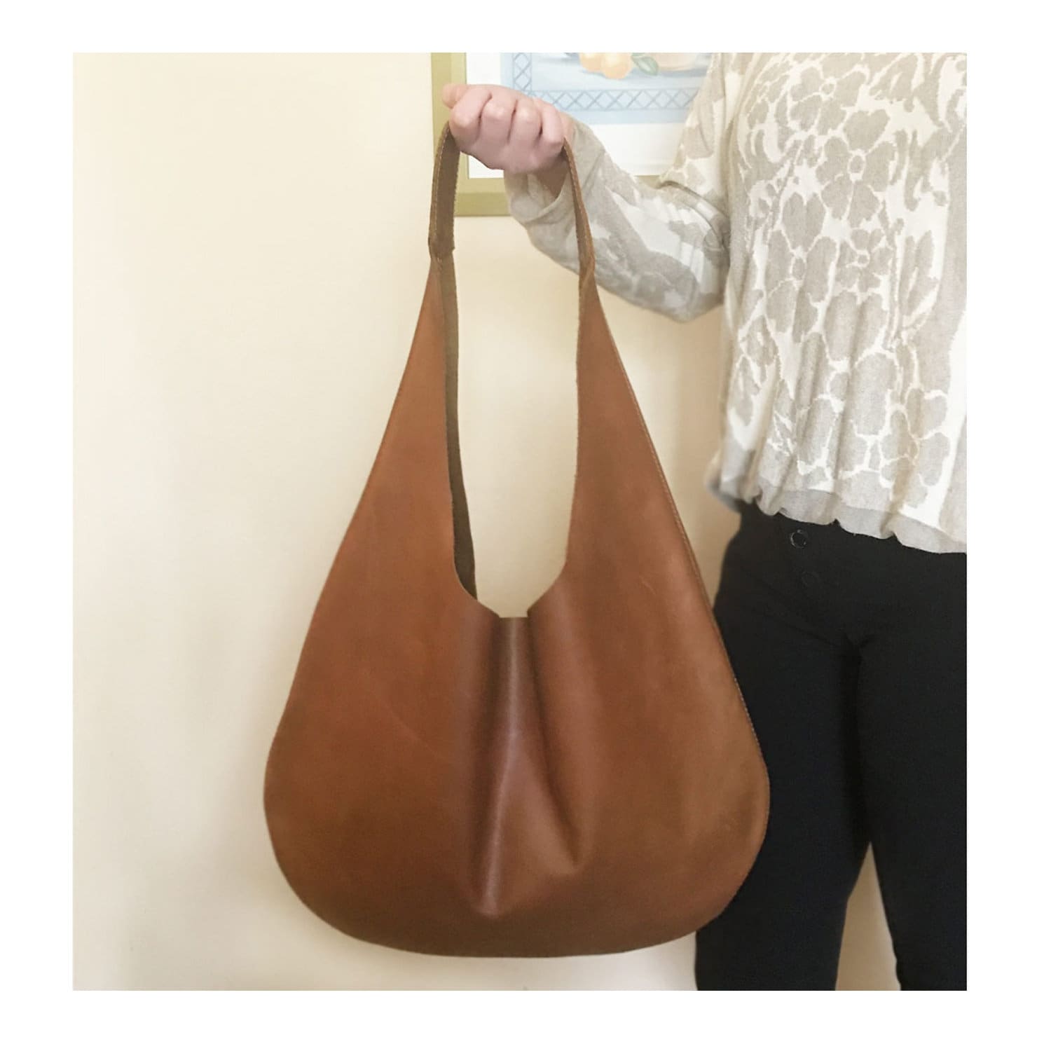 Leather Bag Brown Hobo Bag Peanut Brown Pull-up Leather Business Bag ...