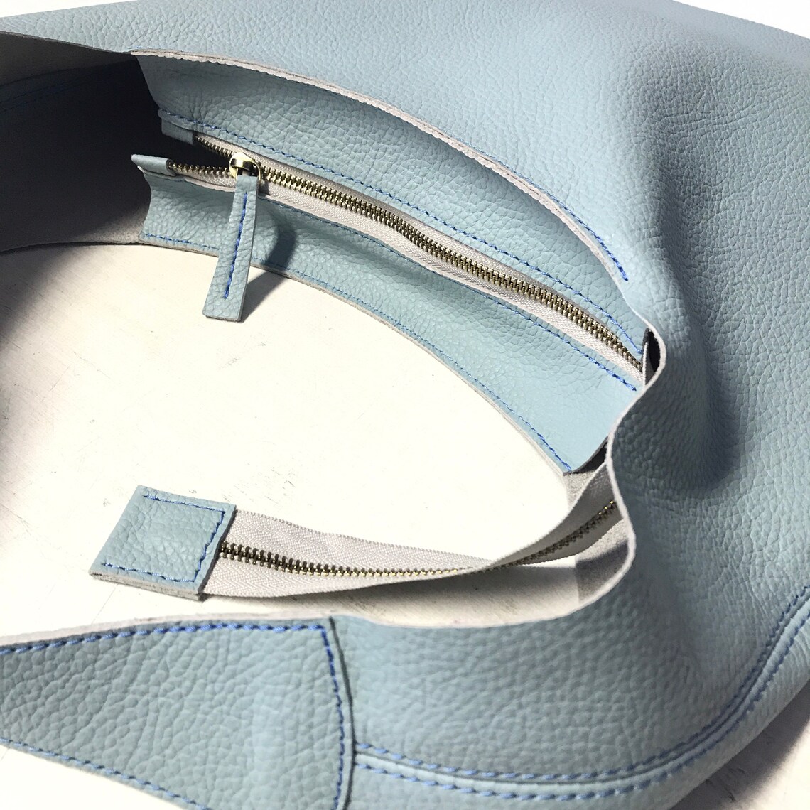 Leather Bag Blue Hobo Bag Women | Trendbag Blue | Leather Handbag ...