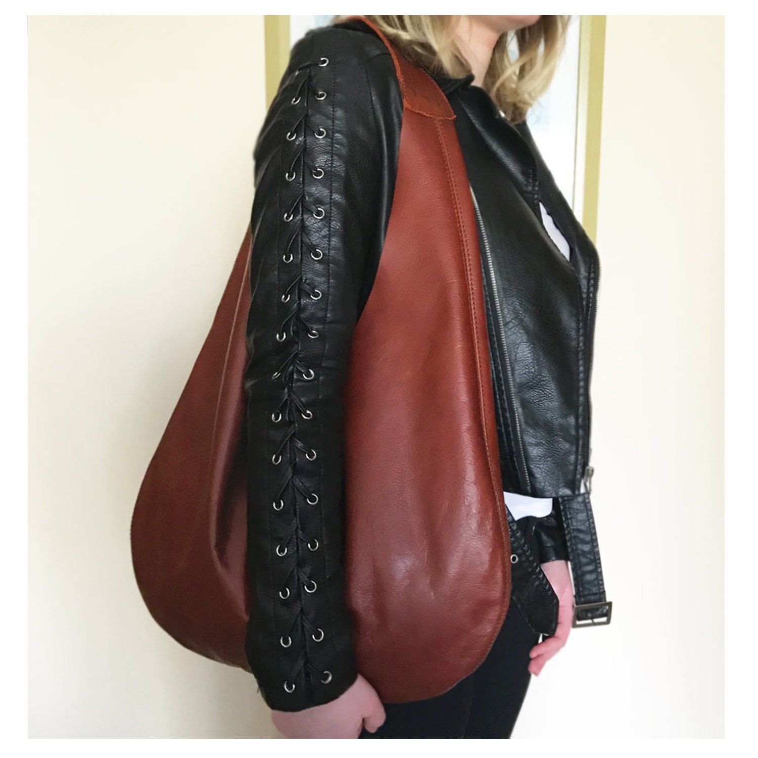 Leathetbag Brown Hobo Bag Leather Pull-up Chestnut-brown - Etsy