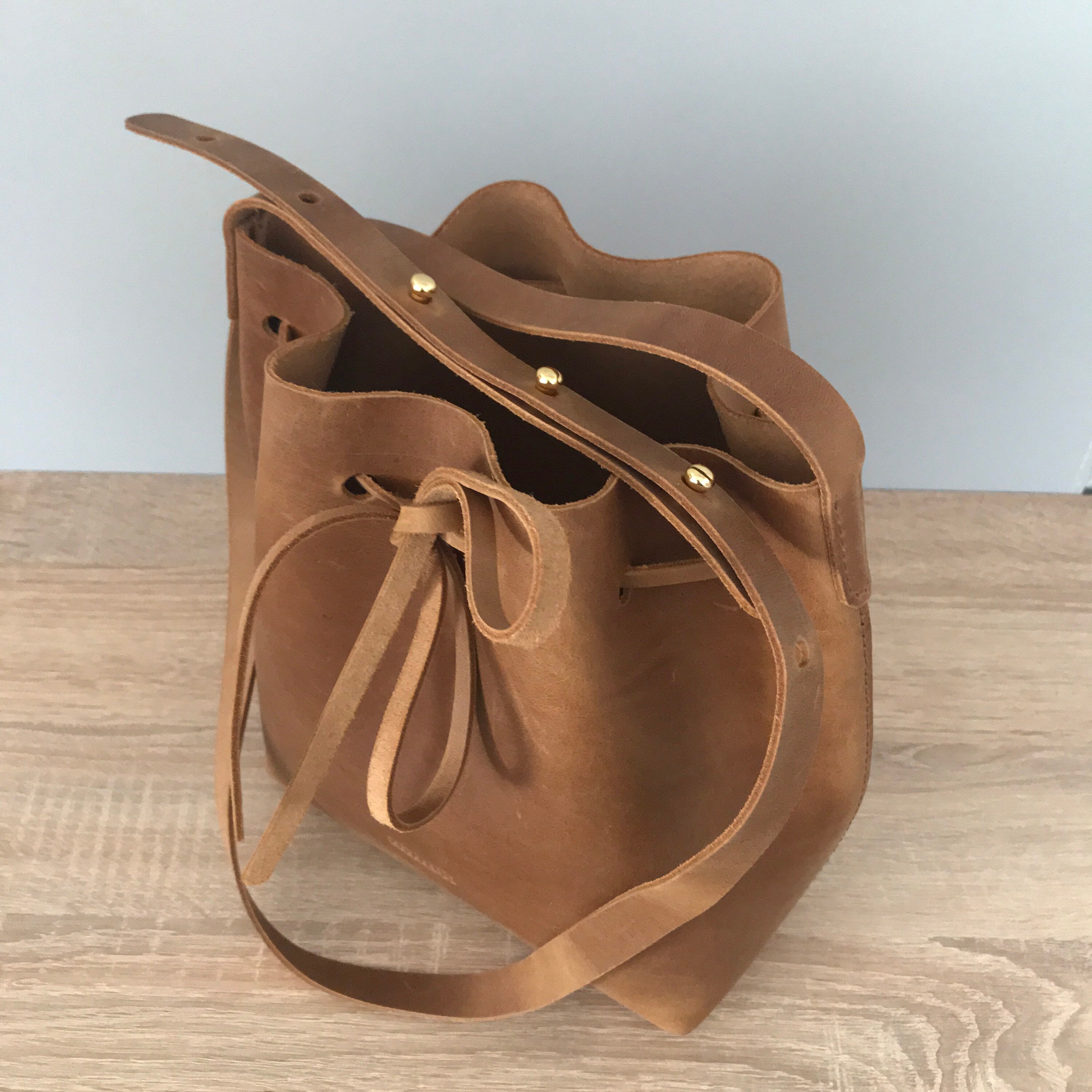 Leather Bag Curry Brown Bucket Bag Vintage Leather Shoulder - Etsy