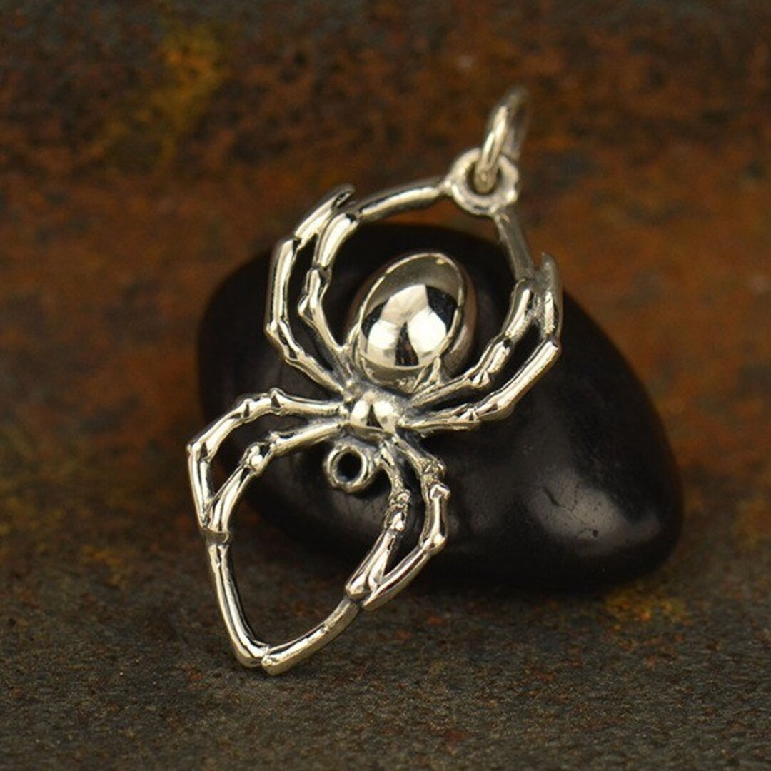 Spider Sterling Silver Realistic Spider Charm Halloween - Etsy