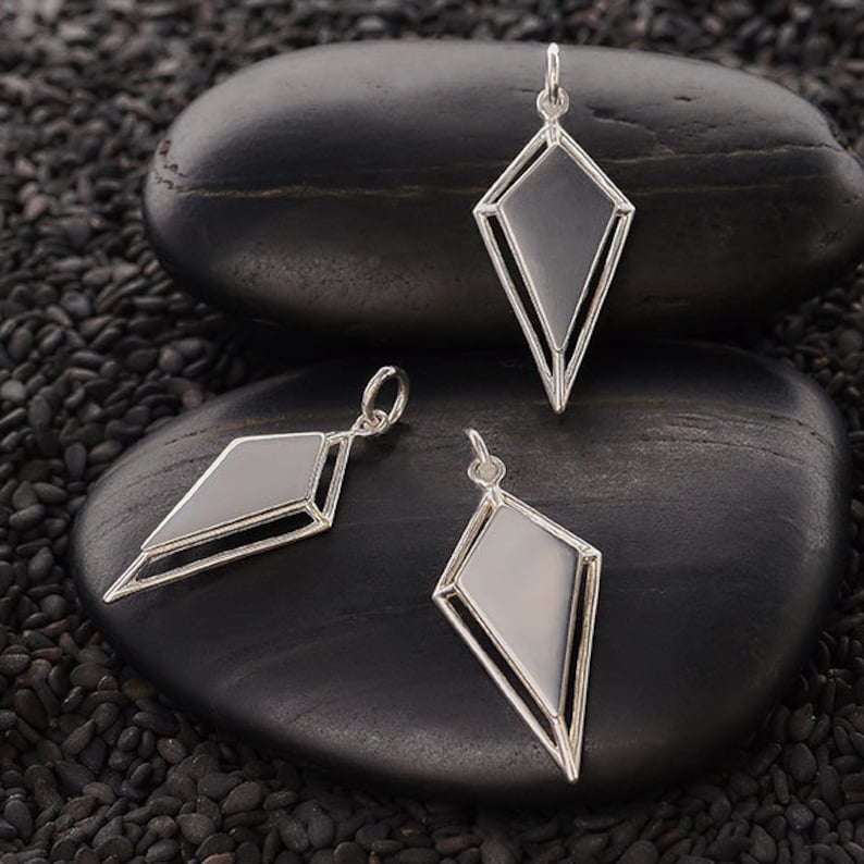 Kite Diamond Shape Pendant Sterling Silver Large Kite | Etsy