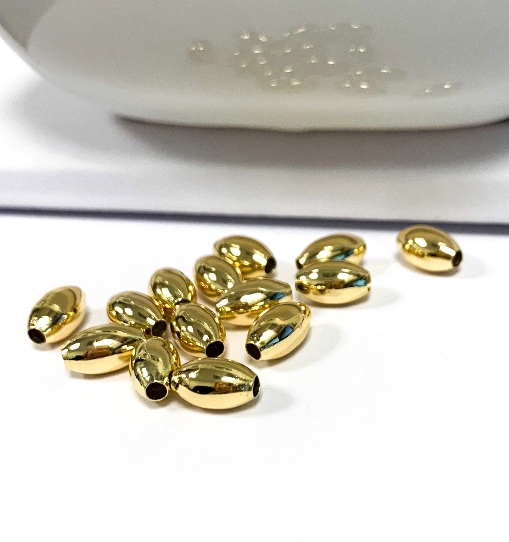 5 Pcs Gold Oval Beads 14K Shiny Beads Oval Beads Spacer - Etsy