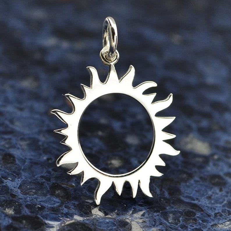 Sun Sterling Silver Eclipse Charm Sun Charm Flat Plate - Etsy