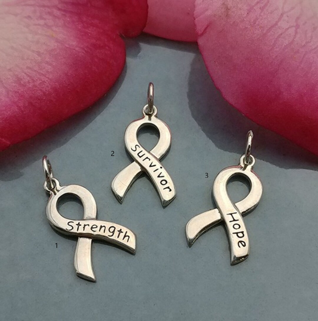 Ribbon - Sterling Silver Cancer Awareness Ribbon - Strength, Survivor ...