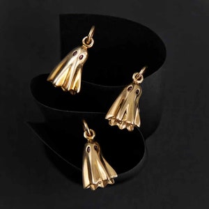 Ghost - Sterling Silver 3D Ghost Charm - Gold Tiny Halloween Charm, Holiday Charms, Holiday ...