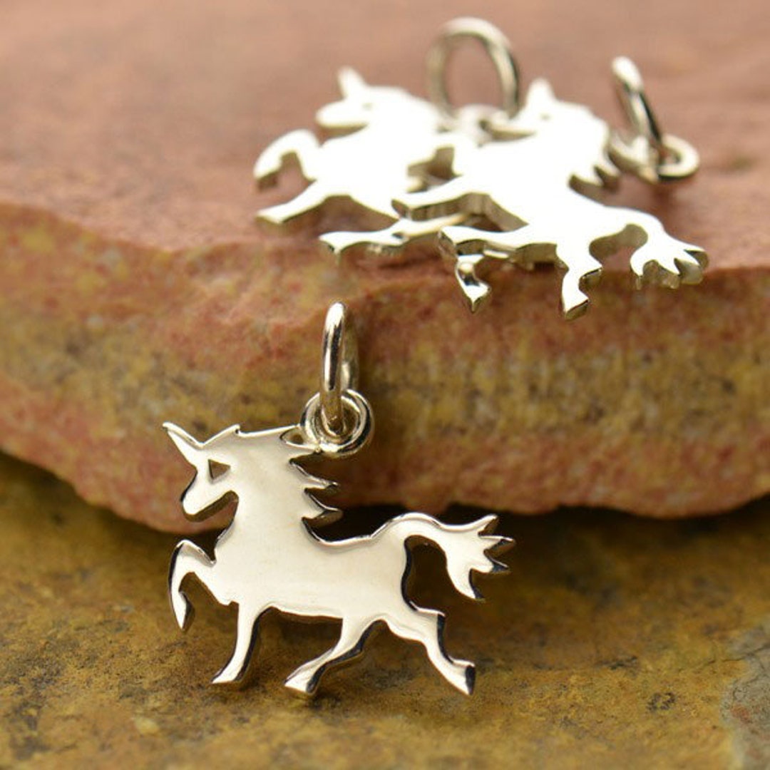 Unicorn - Sterling Silver Flat Unicorn Charm - Majestic Charms ...