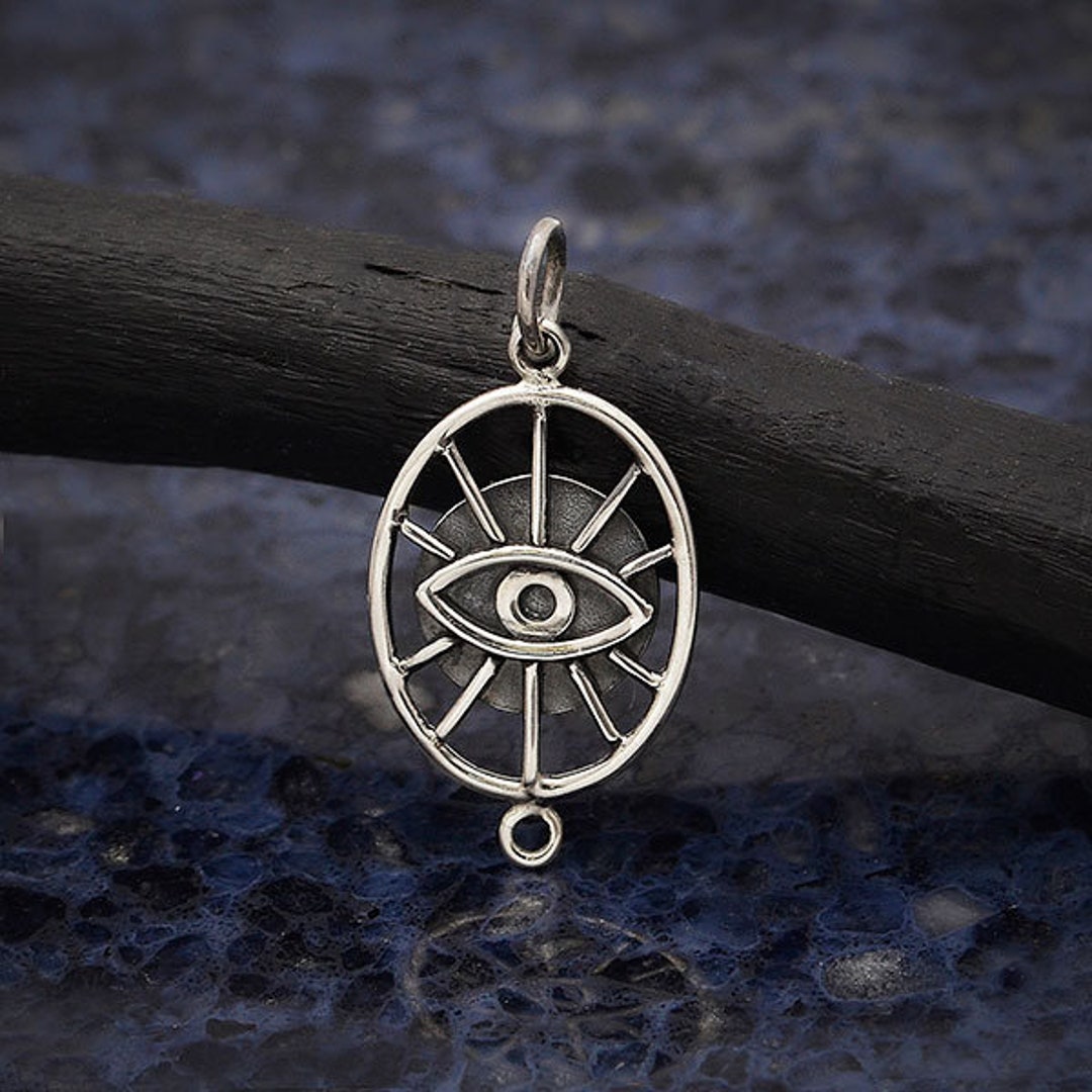 Evil Eye Connector Sterling Silver Lucky Eye, Lucky Eye 1 Loop Charm ...