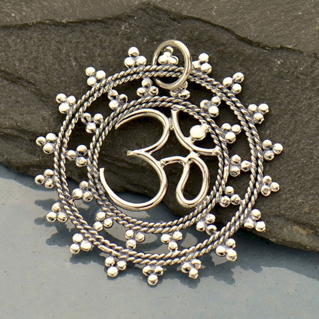 Large Sterling Silver Open Mandala Pendant - Ohm Charm, Yoga Charms ...