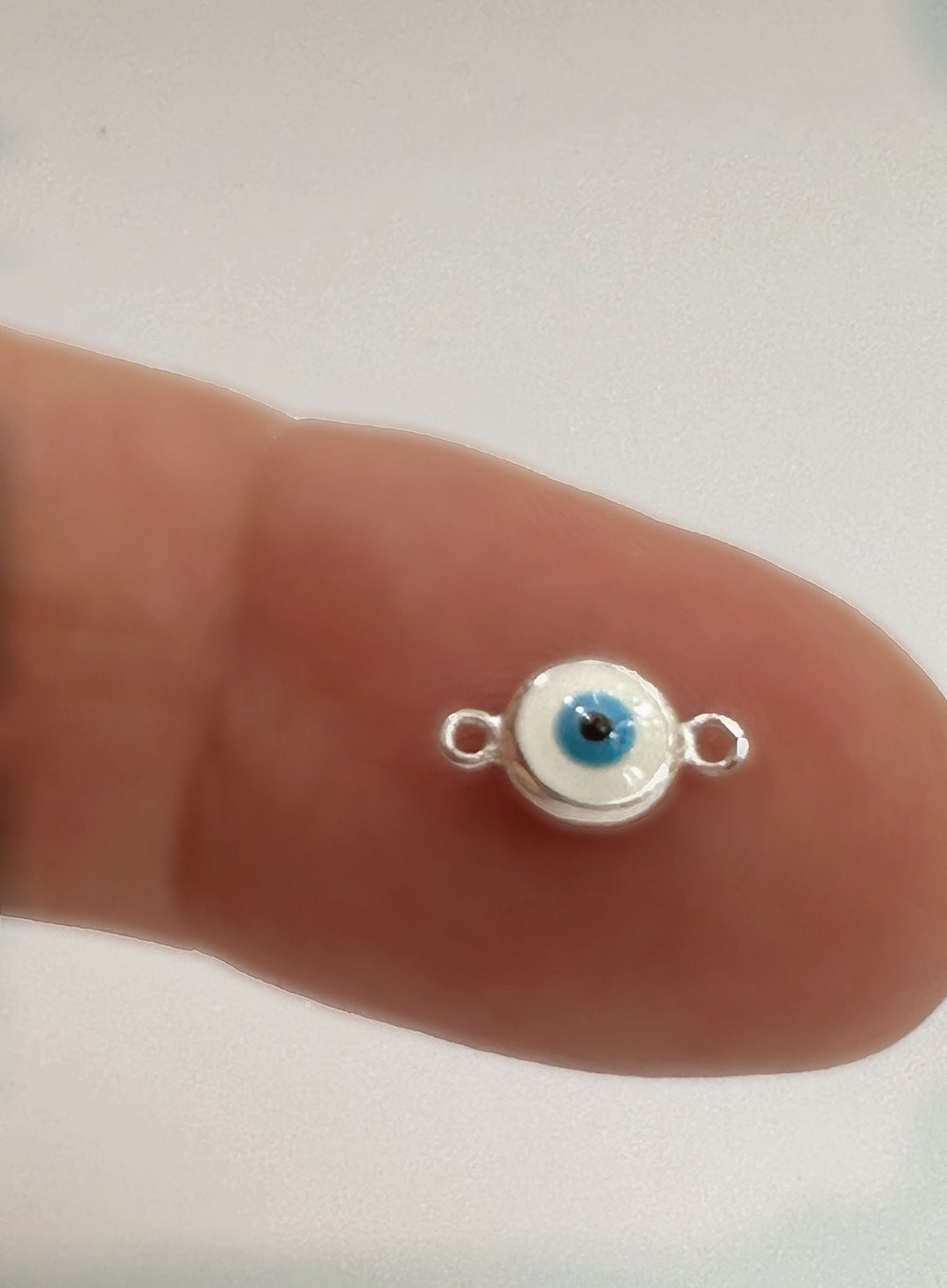 Evil Eye Connector - Sterling Silver Tiny Eye, Blue Eye, Lucky Eye 2 ...