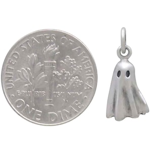 Ghost - Sterling Silver 3D Ghost Charm - Gold Tiny Halloween Charm ...