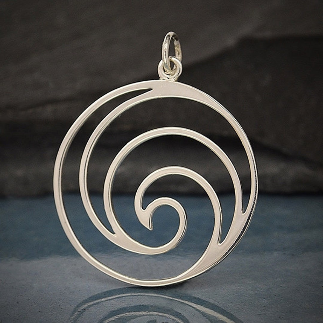 Wave Pendant - Sterling Silver Swirl Wave Charm, Positive Energy, Beach ...