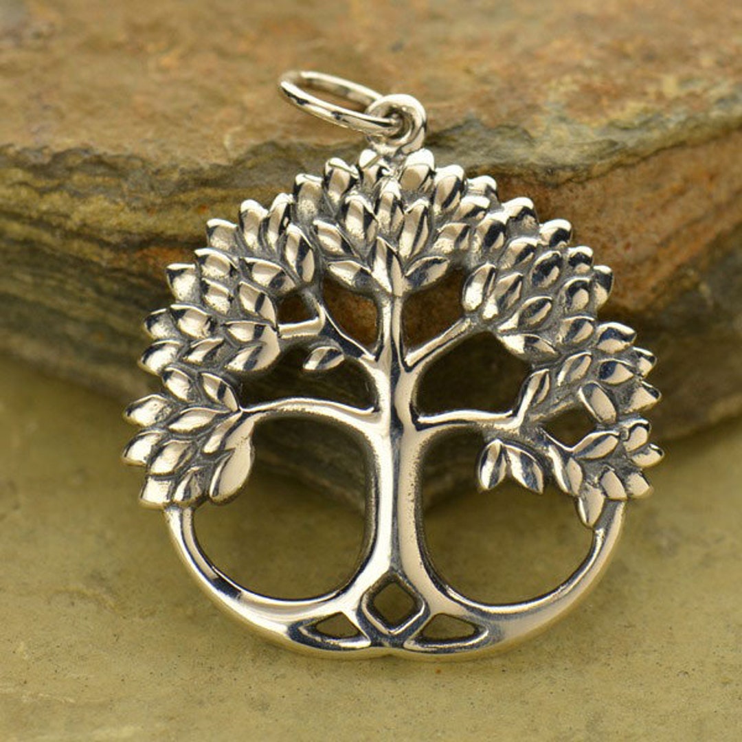Sterling Silver Family Tree Charm - Roots of a Tree, Love, Family, Word ...