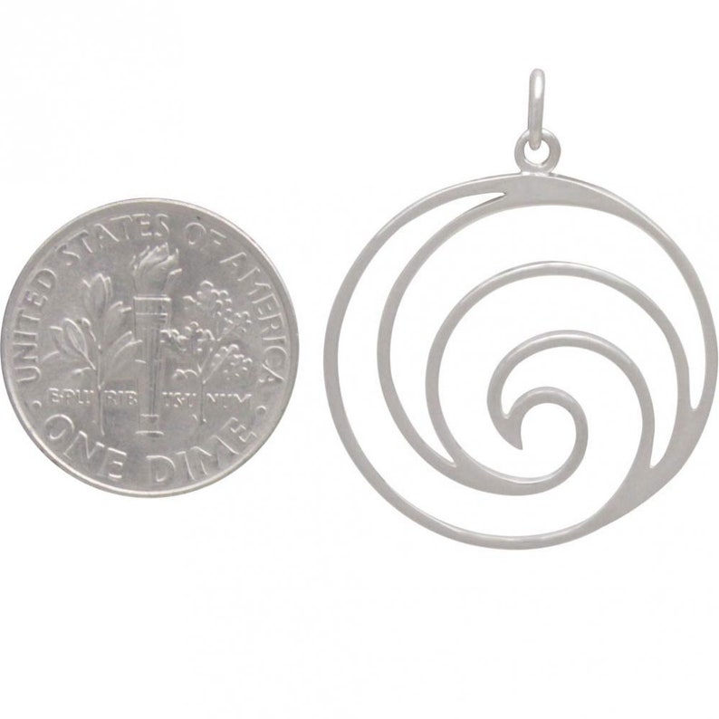 Wave Pendant Sterling Silver Swirl Wave Charm Positive - Etsy
