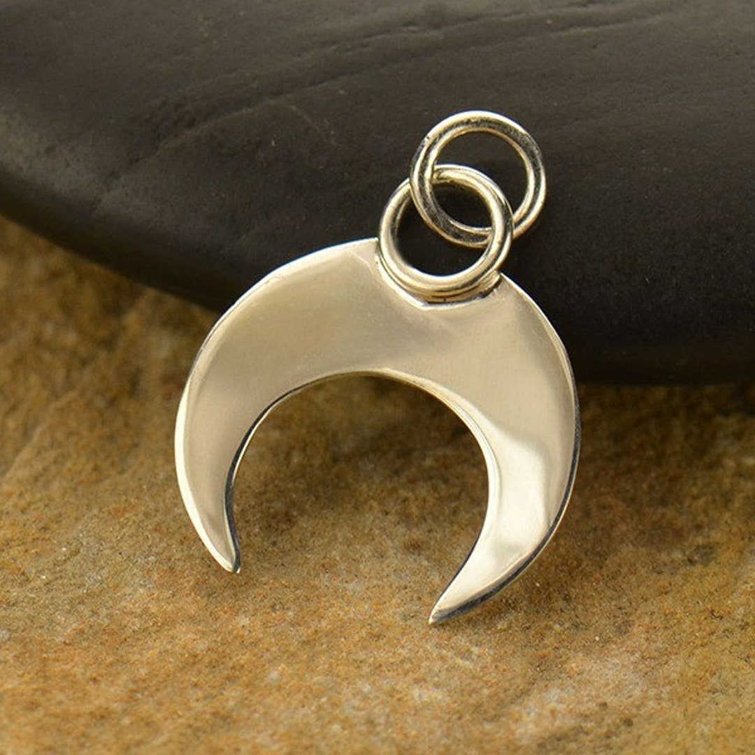 Moon - Sterling Silver Inverted Crescent Moon Charm - Spiritual ...