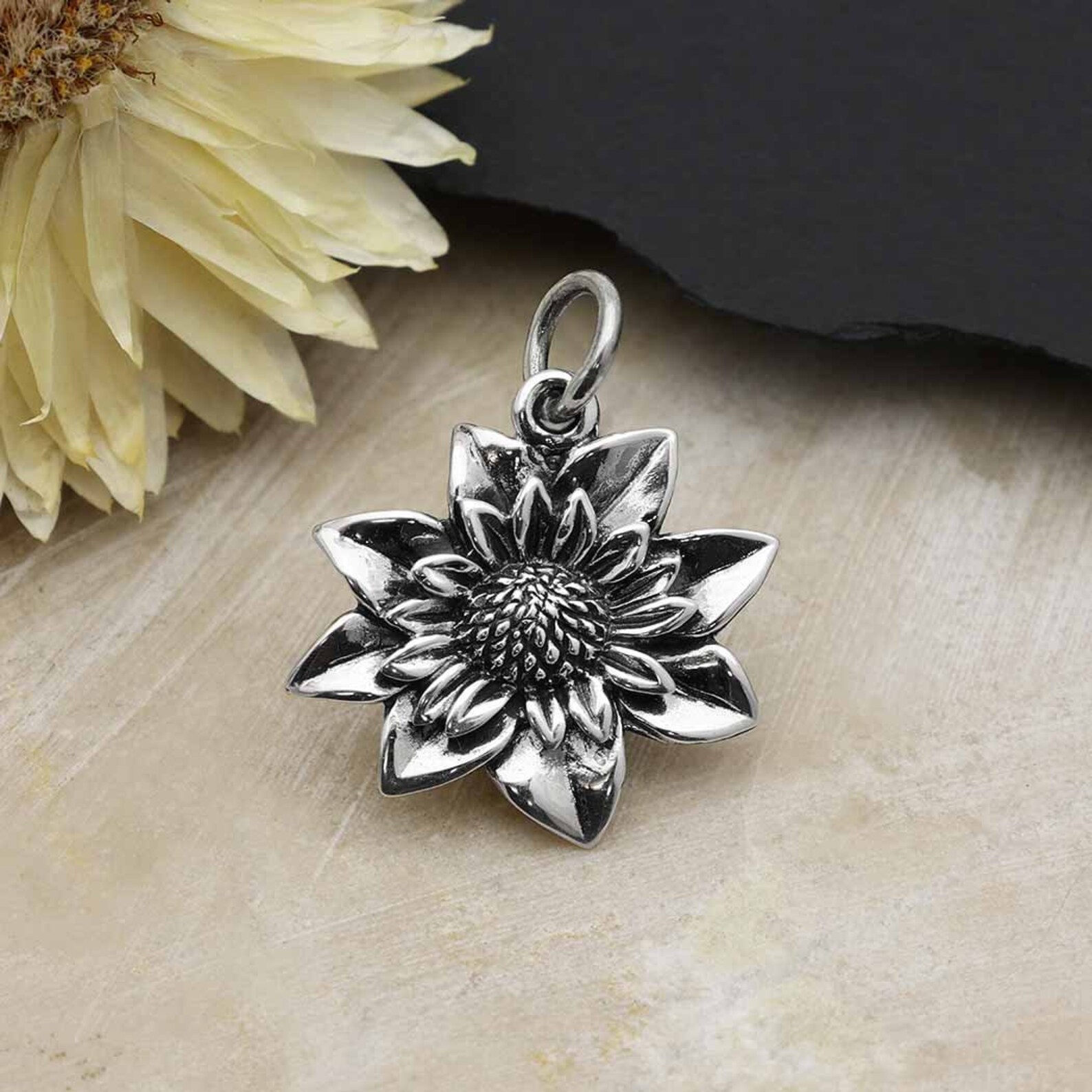 Sterling Silver Dahlia Pendant - Flower Pendant, Nature Lover Gifts ...