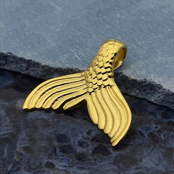 Mermaid Tail 14K Gold or Sterling Silver Tail Beach Ocean | Etsy
