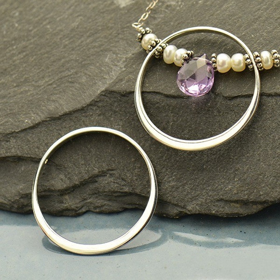 Circle Link - Sterling Silver Circle Frame Pendant - Geometric Links ...