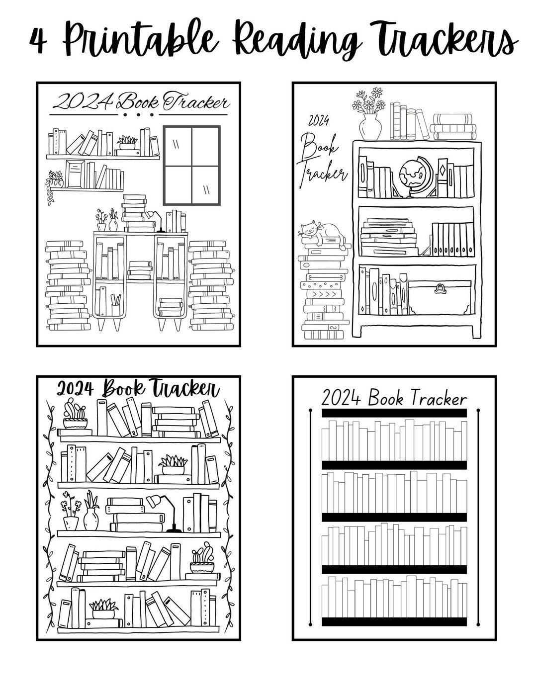 Printable Reading Goal Tracker, Reading Bookshelf Tracker, Reading ...