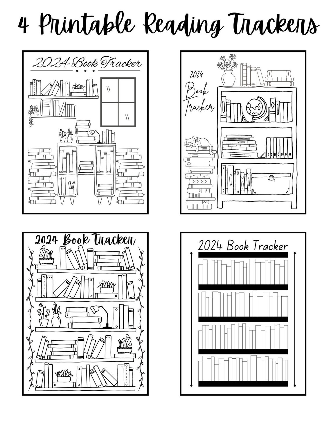 2024 Printable Reading Goal Tracker, Reading Bookshelf Tracker, Reading ...