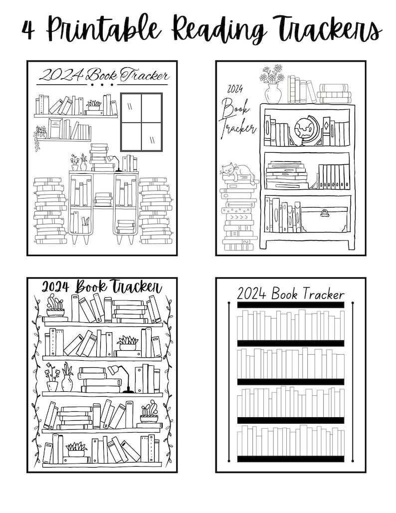 2024 Printable Reading Goal Tracker, Reading Bookshelf Tracker, Reading ...