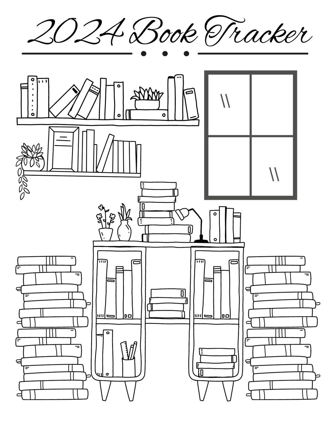 2024 Printable Reading Goal Tracker, Reading Bookshelf Tracker, Reading ...