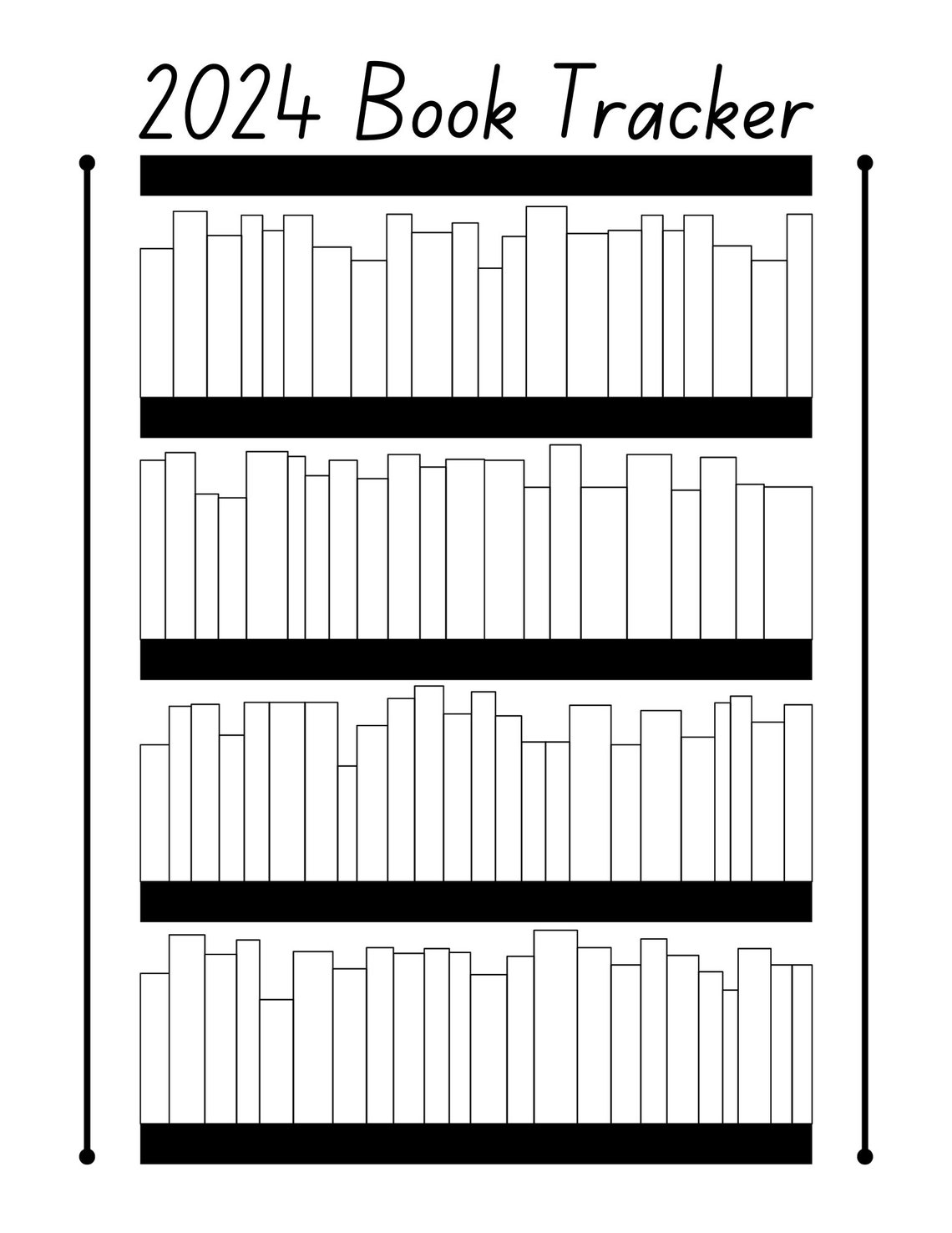 2024 Printable Reading Goal Tracker, Reading Bookshelf Tracker, Reading ...