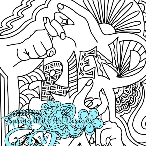 ASL friend Coloring Pagesign Language for Friend - Etsy
