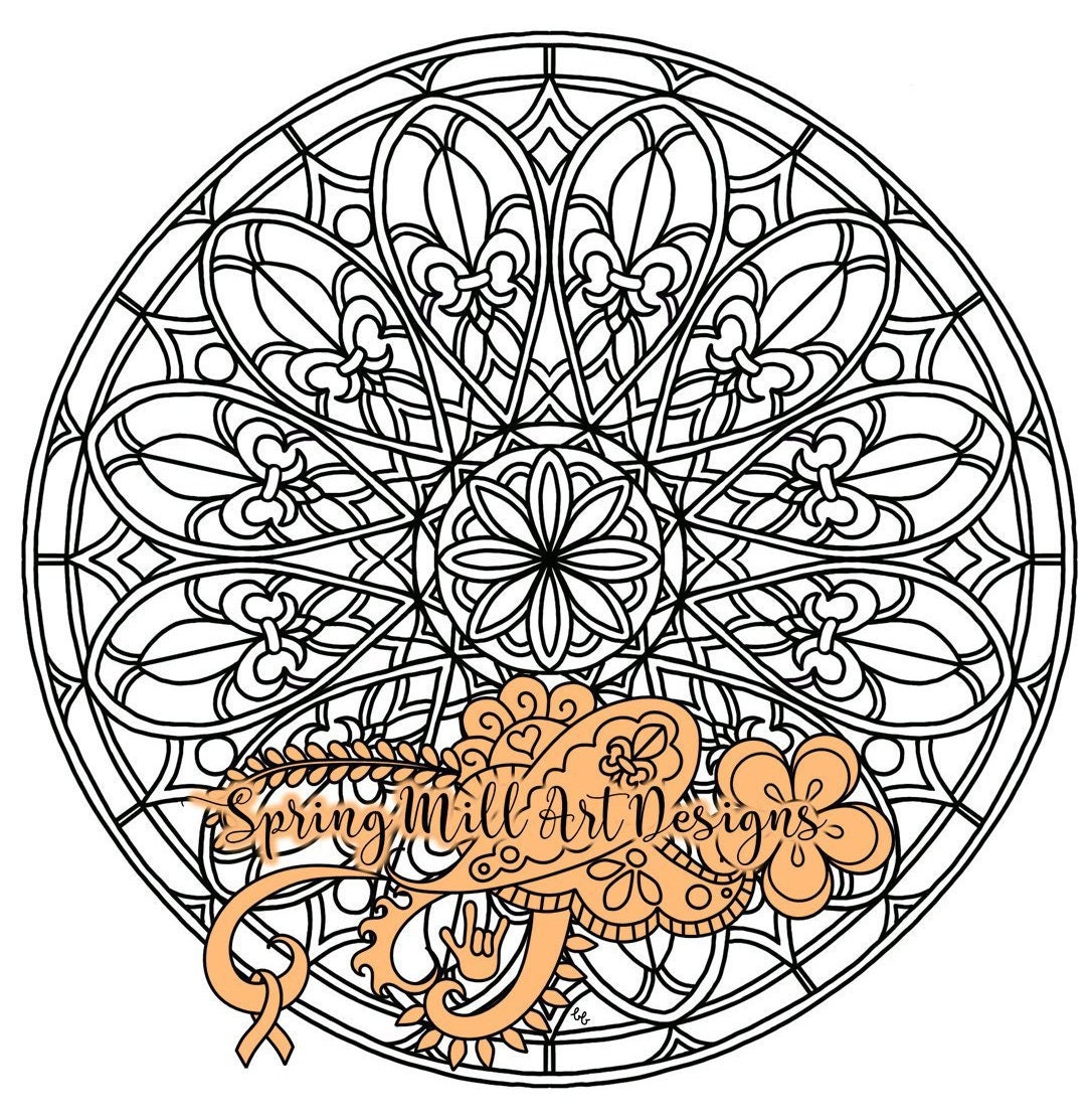 Rose Window Stained Glass Mandala Printable Coloring Page - Etsy
