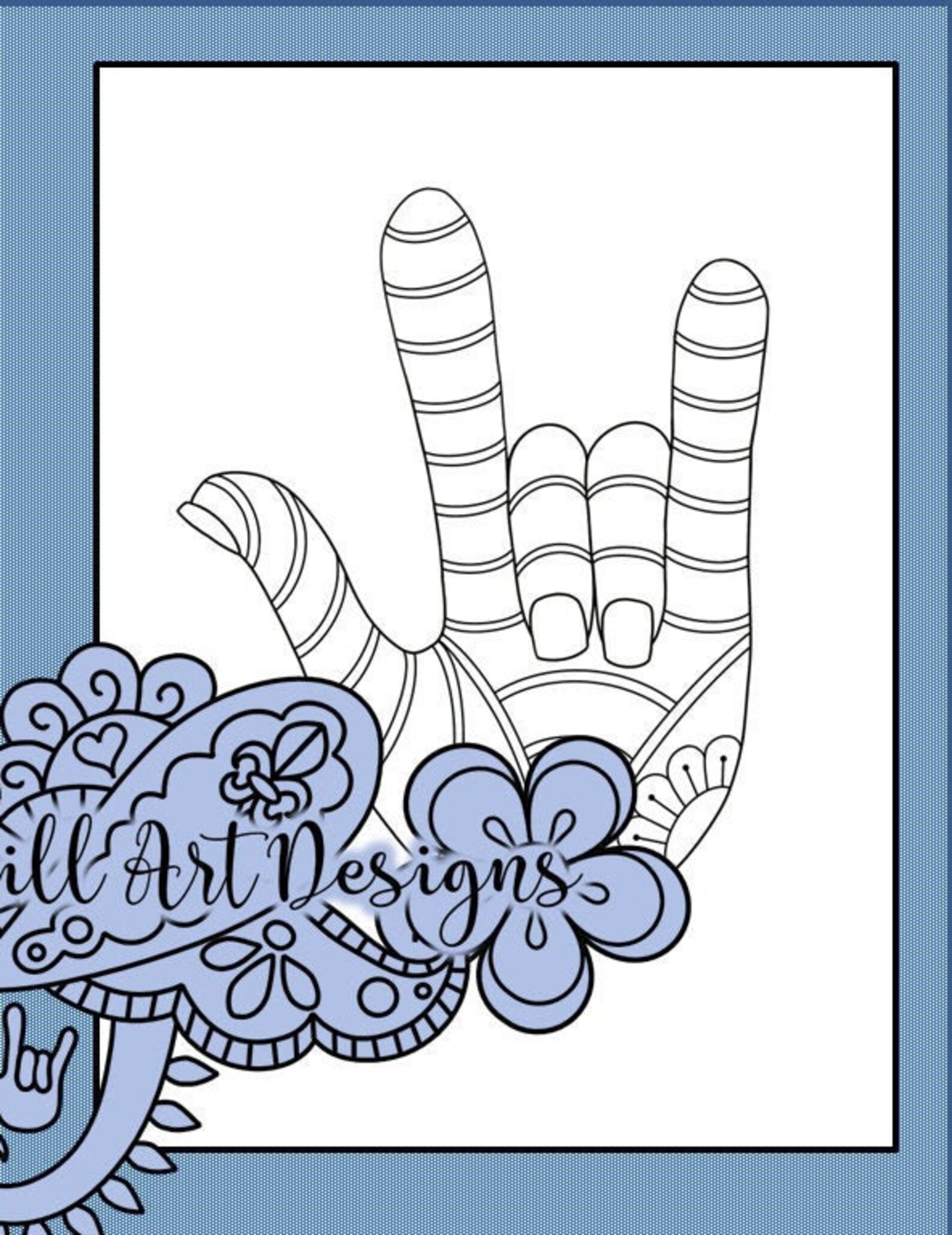 ASL I Love You Signs - Set 2, Consisting of 4 Printable Coloring Pages ...
