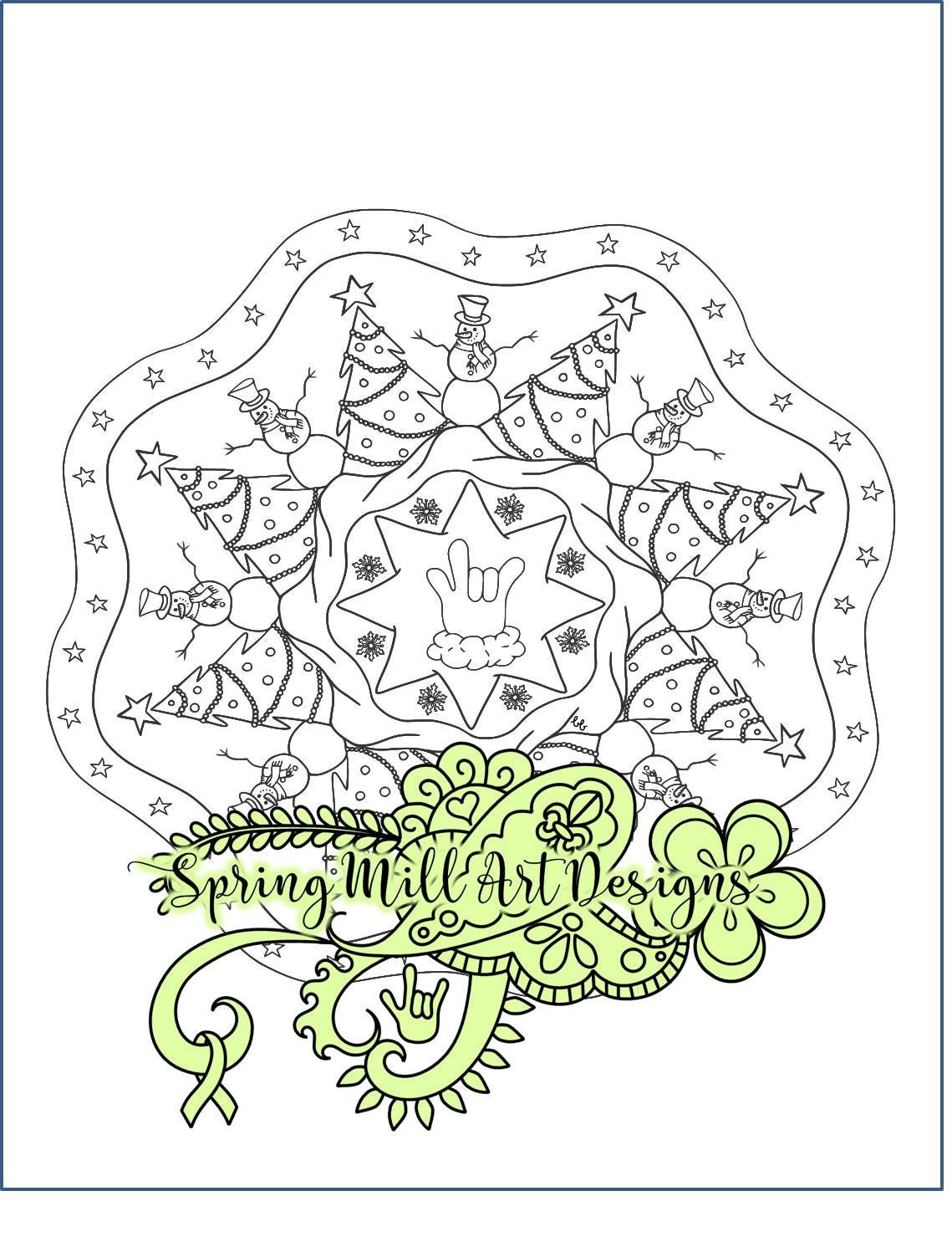 New-christmas ASL Coloring Pages Bundle--4 Printable Pages Featuring "i ...