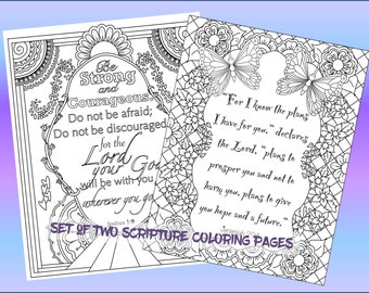 Courage Coloring Page. Be Strong and Courageous Scripture | Etsy