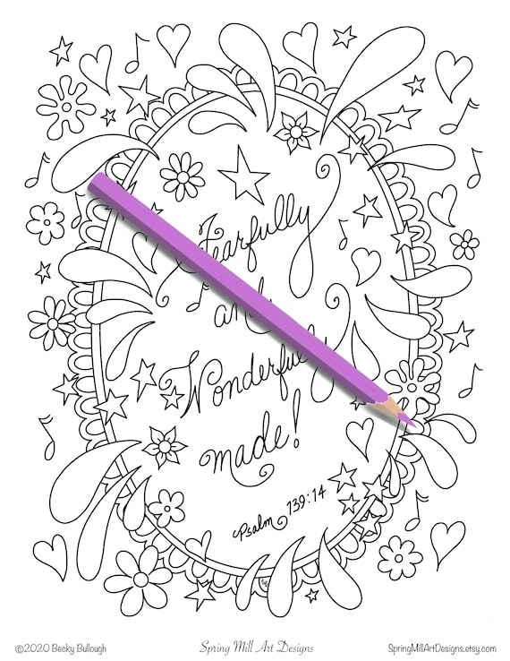 Fearfully and Wonderfully Made Printable Scripture Coloring - Etsy