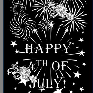 Let's Celebrate! Happy 4th of July Fireworks Coloring Page in Two ...
