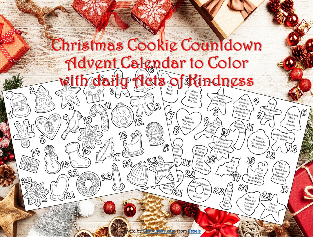 Christmas Advent Calendar to Color Christmas Cookies to - Etsy