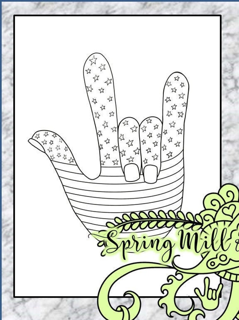 ASL I Love You Signs - Set 1, Consisting of 4 Printable Coloring Pages ...