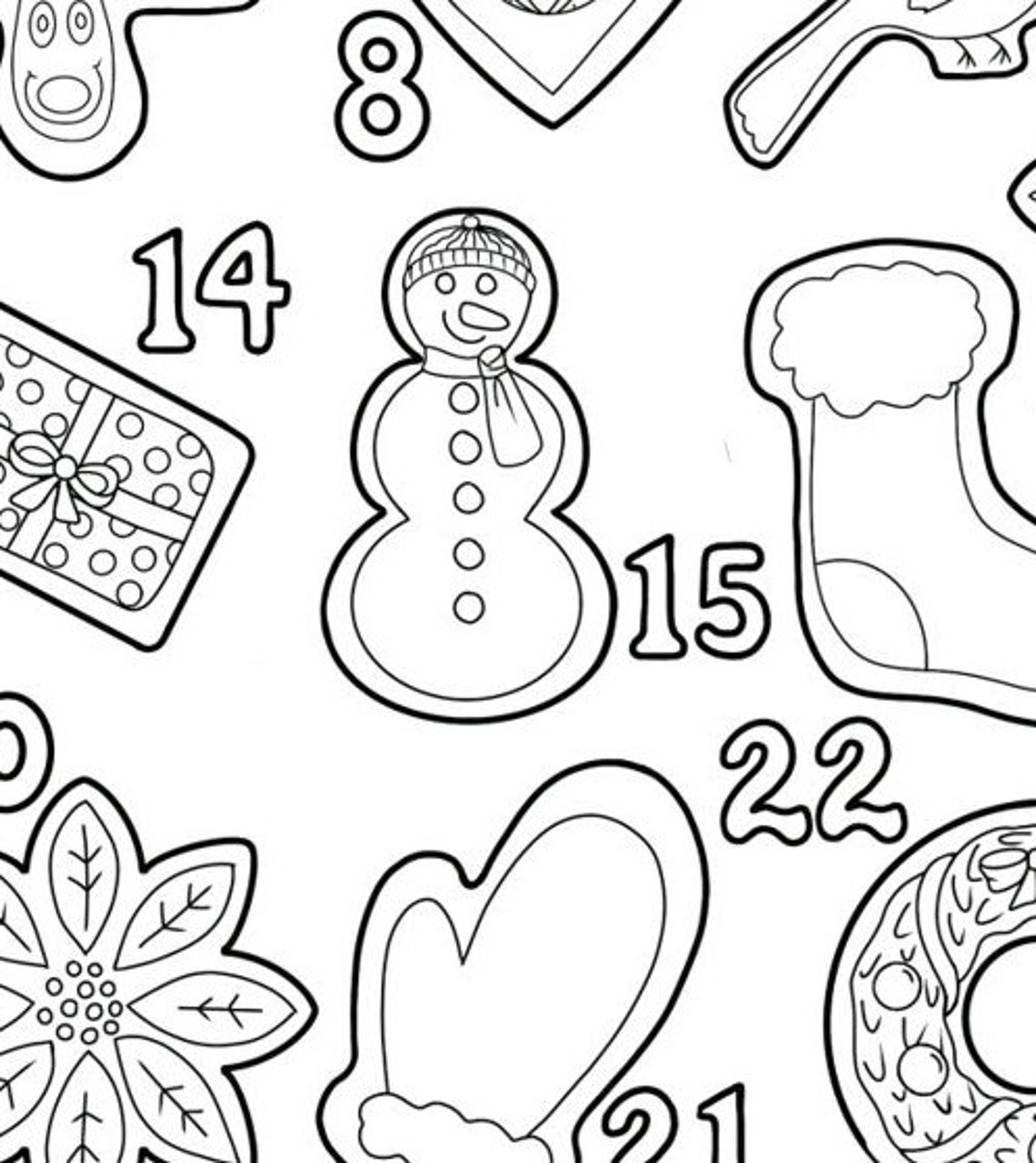 Christmas Advent Calendar to Color Christmas Cookies to - Etsy