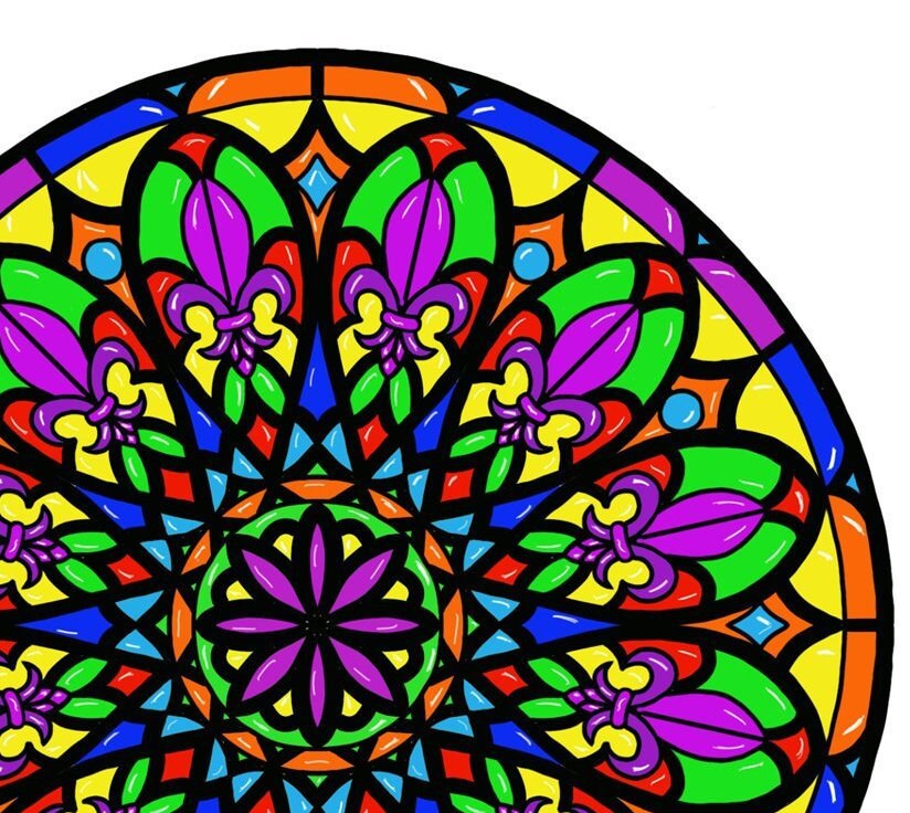 Rose Window Stained Glass Mandala Printable Coloring Page - Etsy