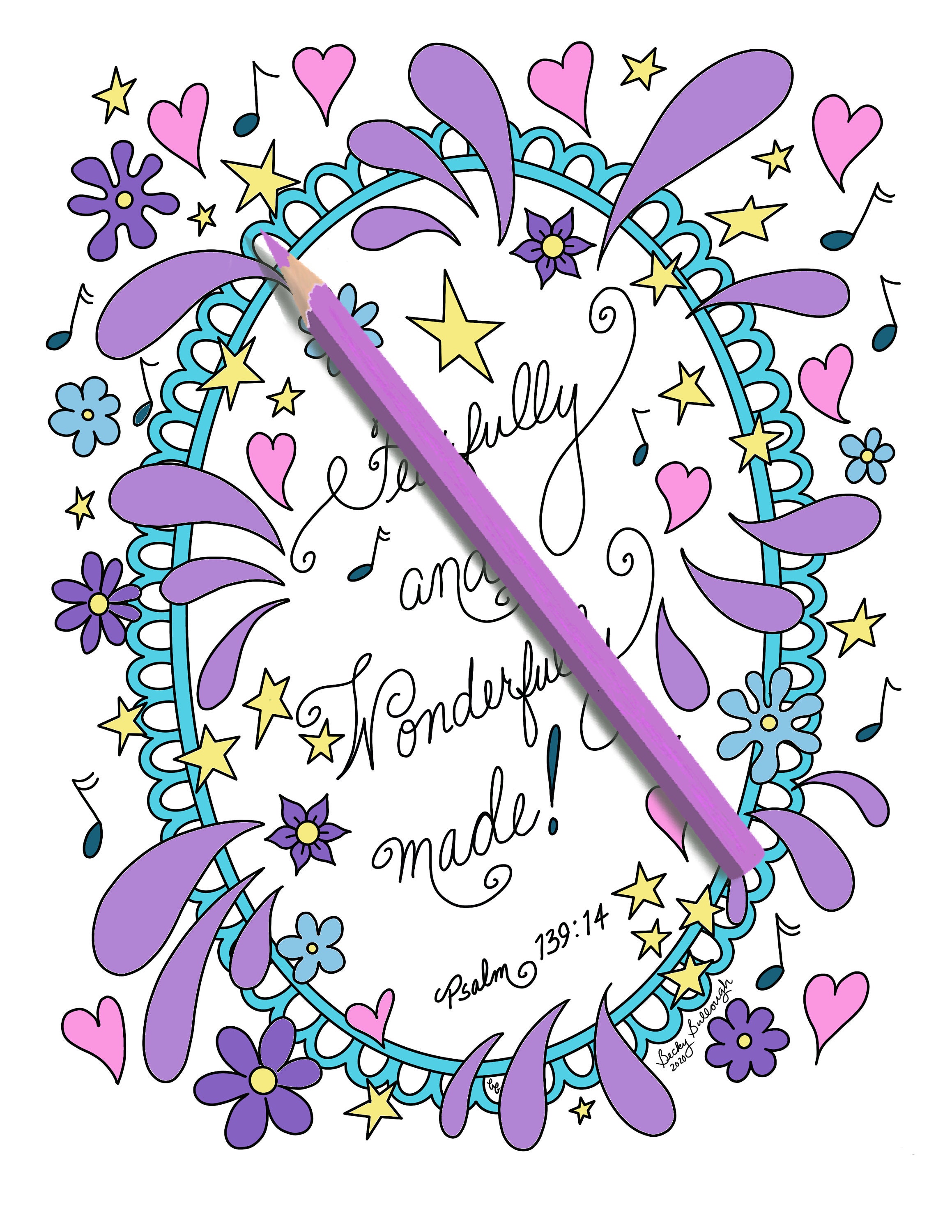 Fearfully and Wonderfully Made Printable Scripture Coloring Page - Etsy