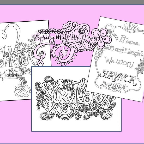 Breast Cancer Awareness Coloring Pages - Etsy