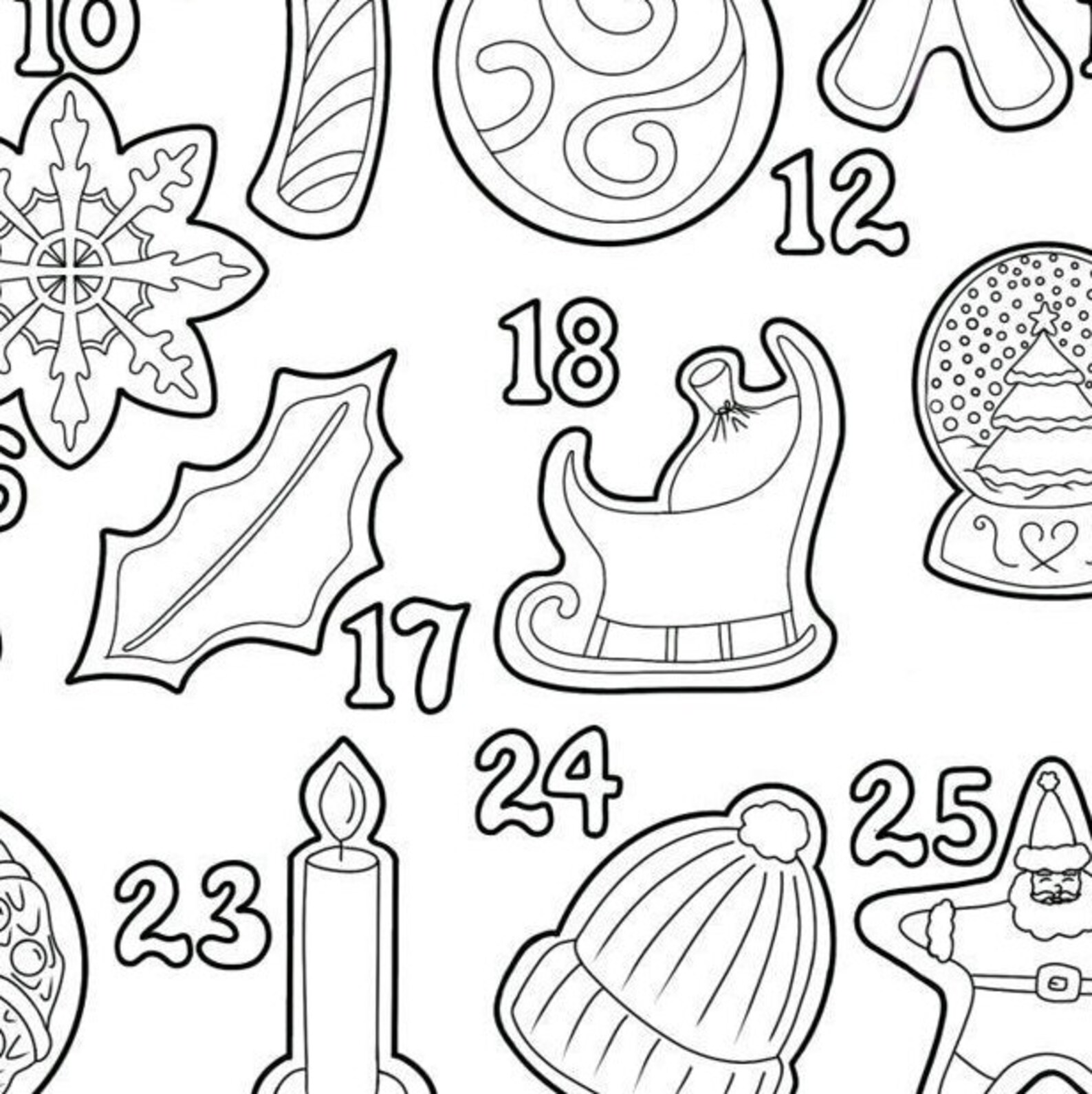 Christmas Advent Calendar to Color Christmas Cookies to - Etsy