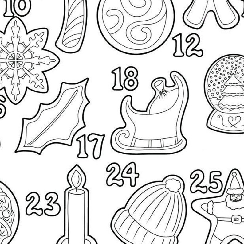 Christmas Advent Calendar to Color Christmas Cookies to - Etsy
