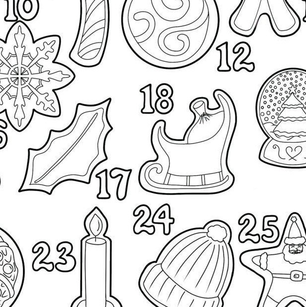 Christmas Advent Calendar to Color Christmas Cookies to - Etsy