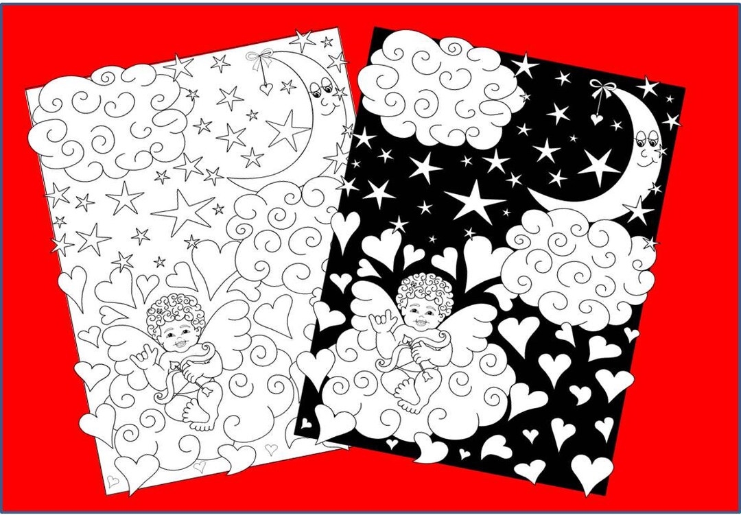 Coloring Page Cupid Signing I Love You in ASL, Perfect for Sign ...