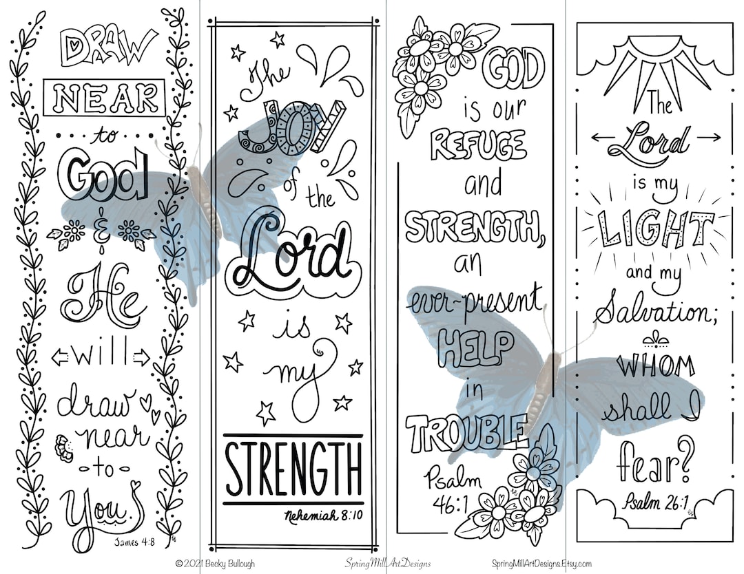 Draw Near to God, 4 Bible Bookmarks to Color. Hand Lettered and ...