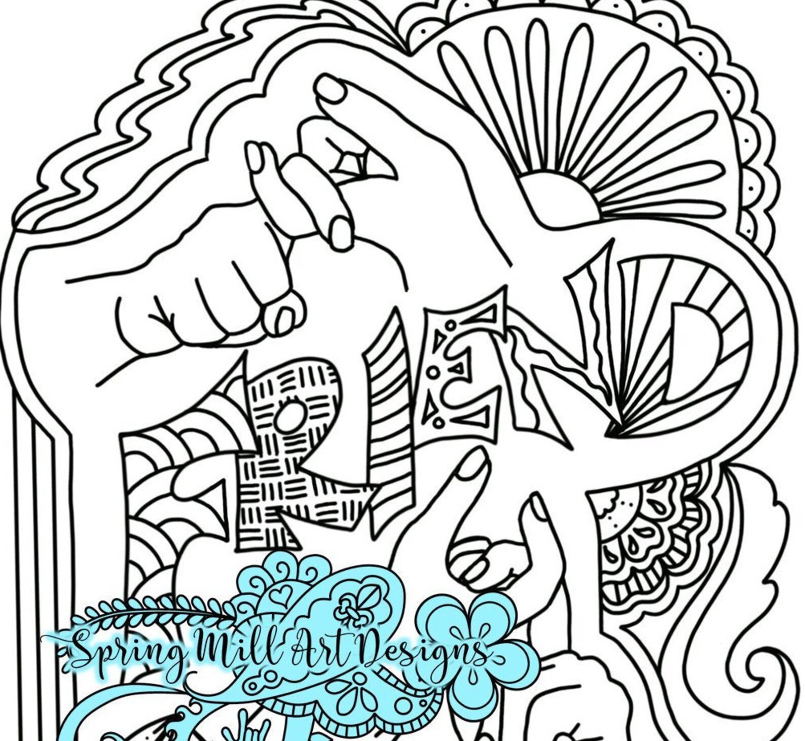 ASL "friend" Coloring Page--sign Language for Friend Printable - Etsy