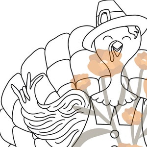 ASL Turkey Printable Coloring Page. Whimsical Thanksgiving Turkey ...