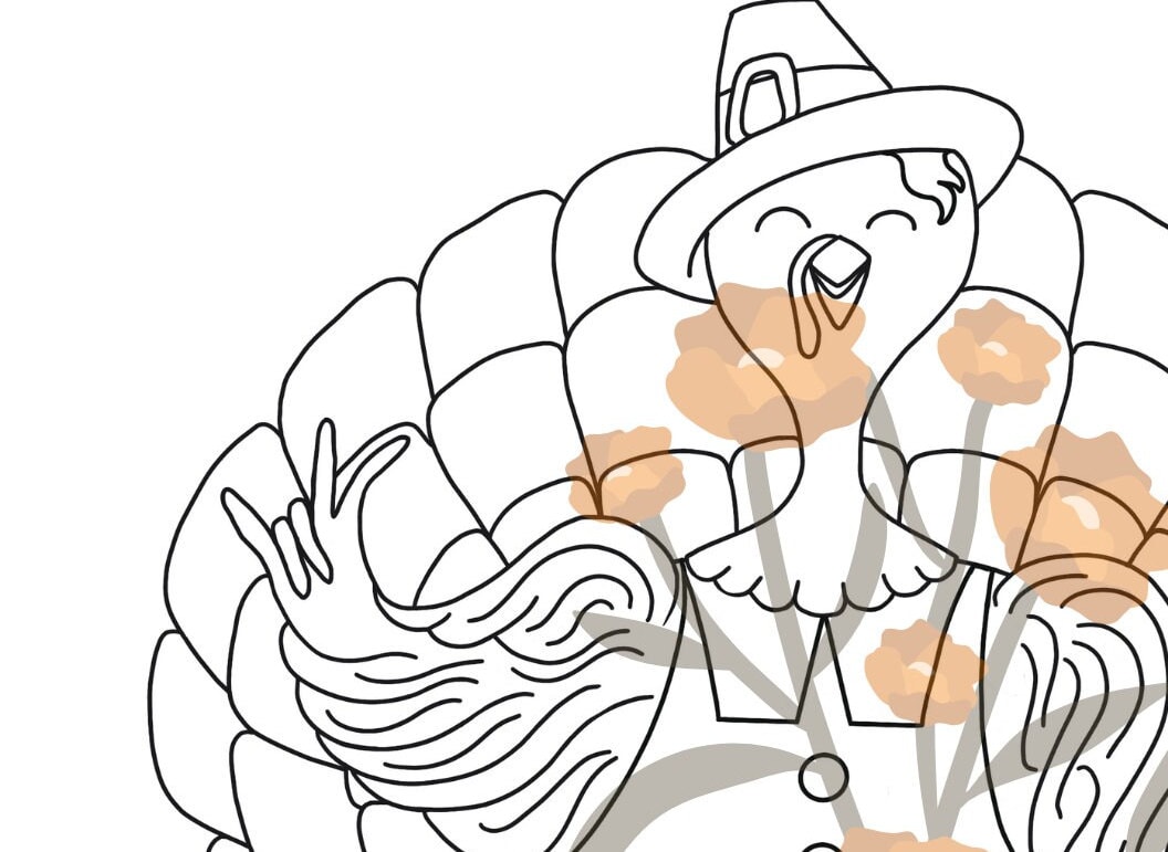 ASL Turkey Printable Coloring Page. Whimsical Thanksgiving Turkey ...